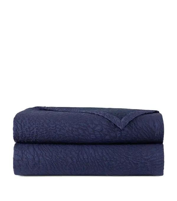 YVES DELORME Souvenir Encre Super King Bedcover - Blue