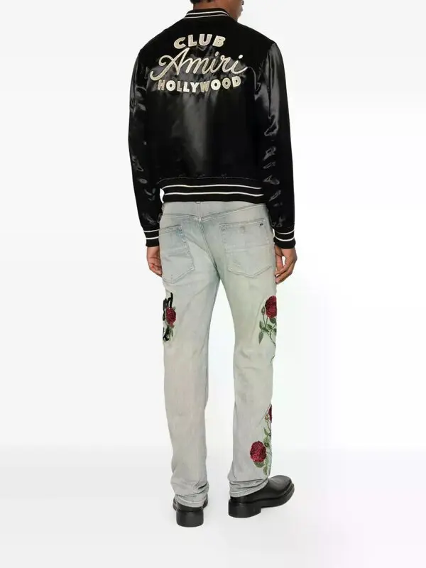 Amiri Embroidered Satin Bomber Jacket