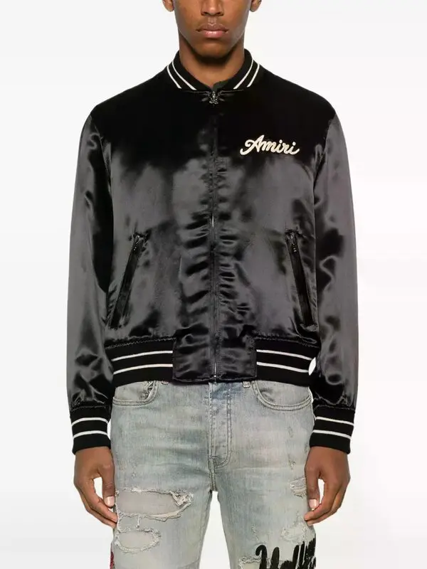 Amiri Embroidered Satin Bomber Jacket