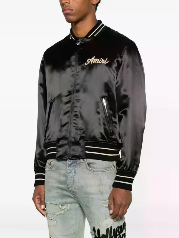 Amiri Embroidered Satin Bomber Jacket