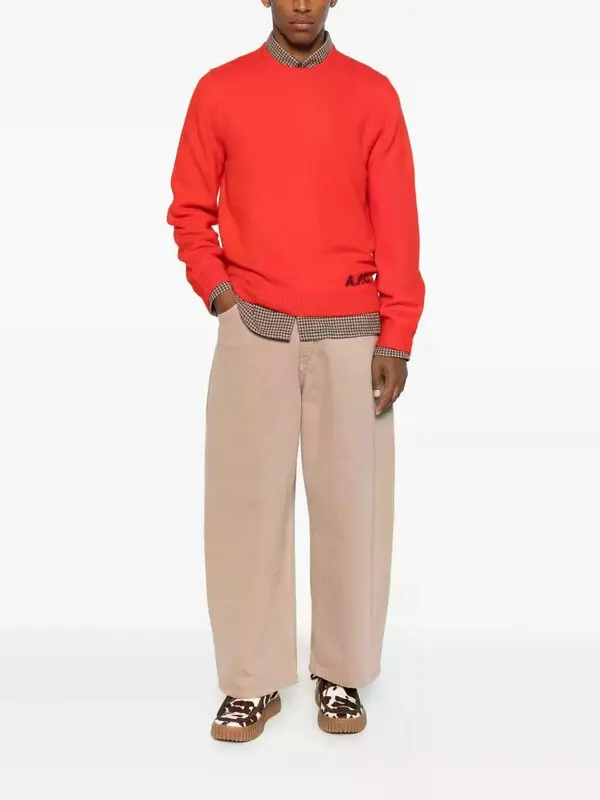 A.p.c. Logo Embroidered Crew-neck Sweater