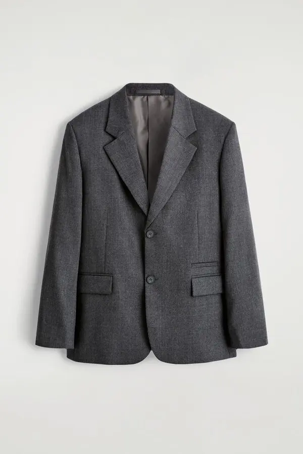 Cos Single-breasted Wool Blazer - Gray