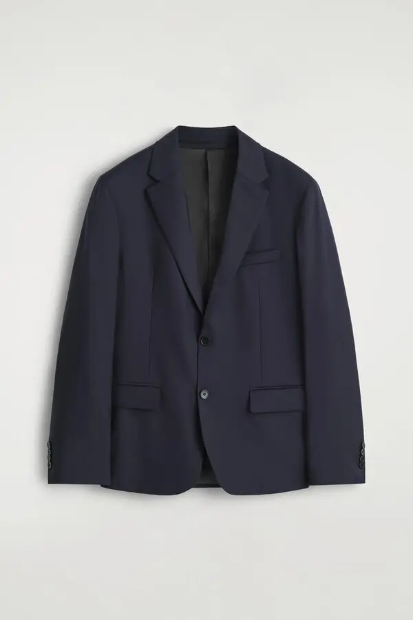 Cos Single-breasted Wool Blazer - Navy