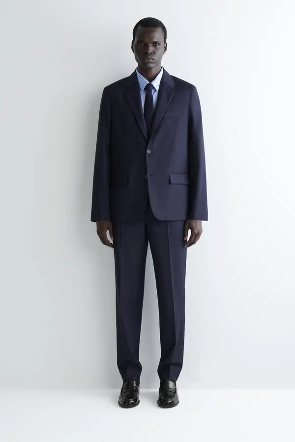 Cos Single-breasted Wool Blazer - Navy