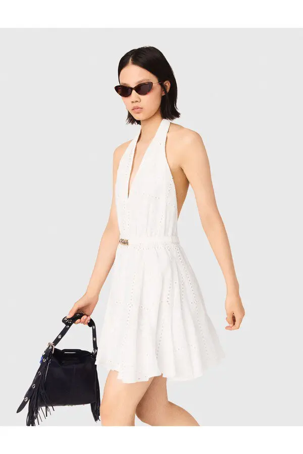 Mini Embroidered Backless Dress
