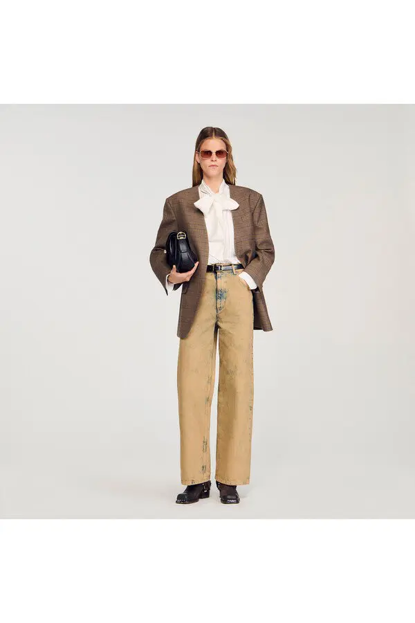 Sandro Faded Wide-leg Jeans - Brown / Neutral