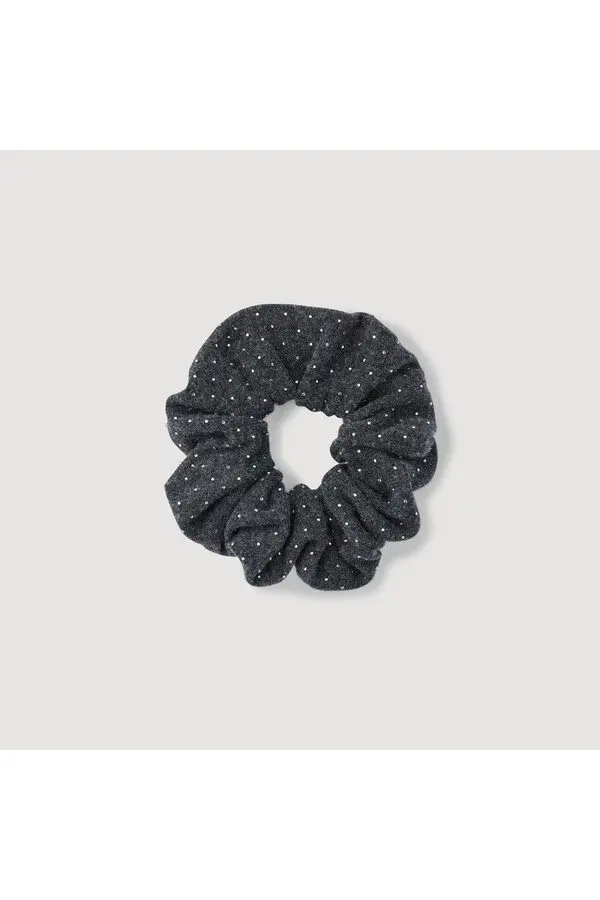 Sandro Rhinestone Knit Scrunchie - Charcoal