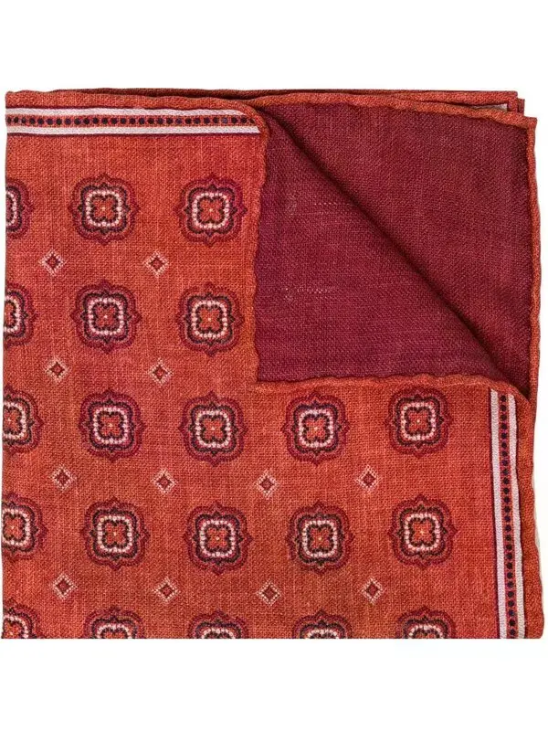 Brunello Cucinelli Geometric-print Pocket Square - Red