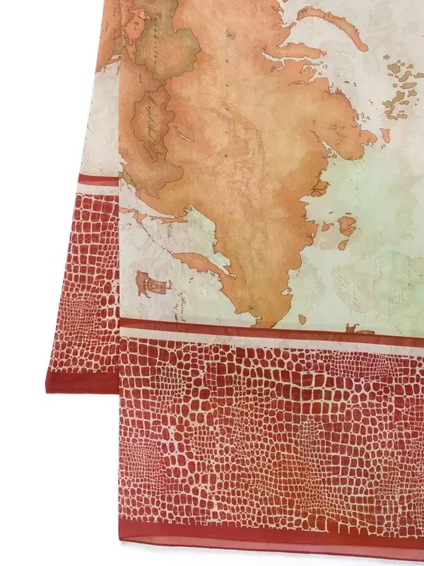 ALVIERO MARTINI 1° CLASSE Map-print Crocodile-effect Scarf