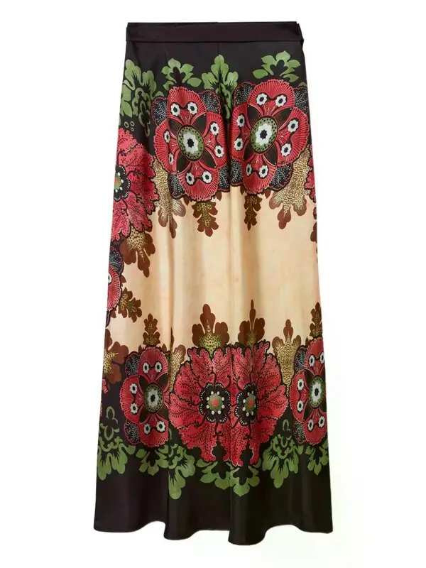 La DoubleJ Floral-print Reversible Wrap Skirt - Black