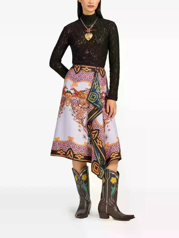La DoubleJ Printed Ruffled Asymmetric Skirt
