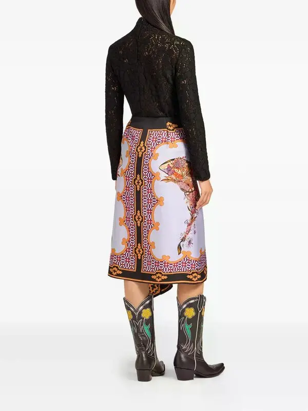 La DoubleJ Printed Ruffled Asymmetric Skirt