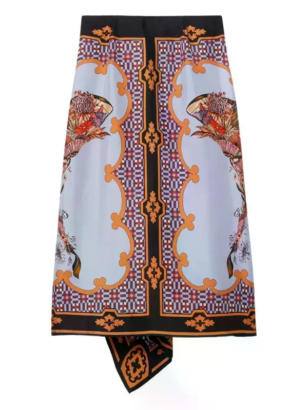 La DoubleJ Printed Ruffled Asymmetric Skirt