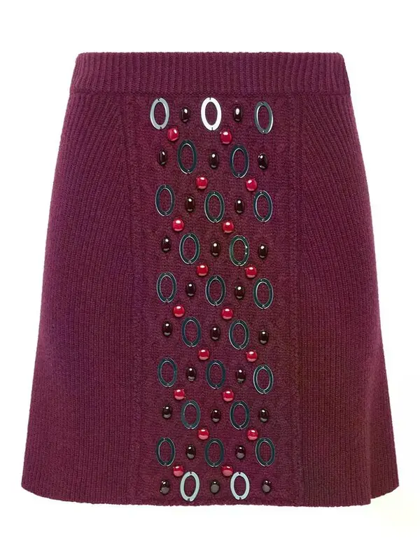 Malìparmi Bead-embellished Ribbed Skirt
