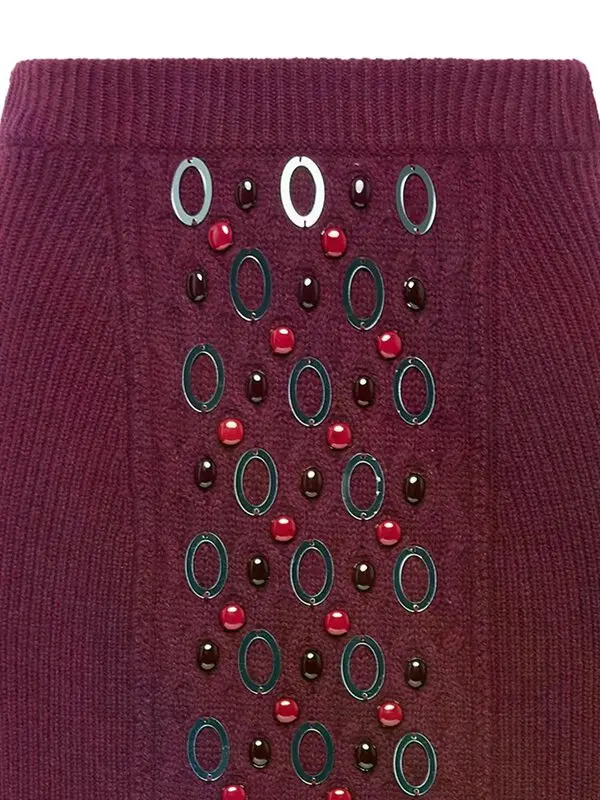 Malìparmi Bead-embellished Ribbed Skirt