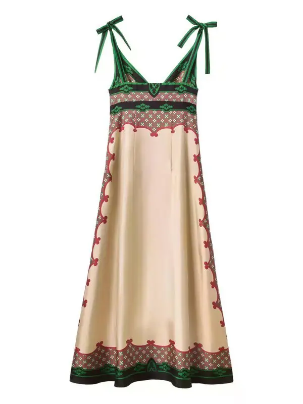 La DoubleJ Geometric-print Midi Day Dress