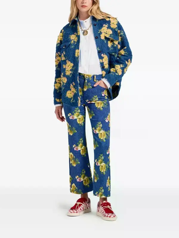 La DoubleJ Floral-jacquard Button-up Shirt Jacket