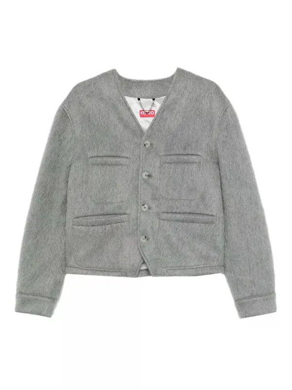 Kenzo Collarless Brushed Wool Jacket