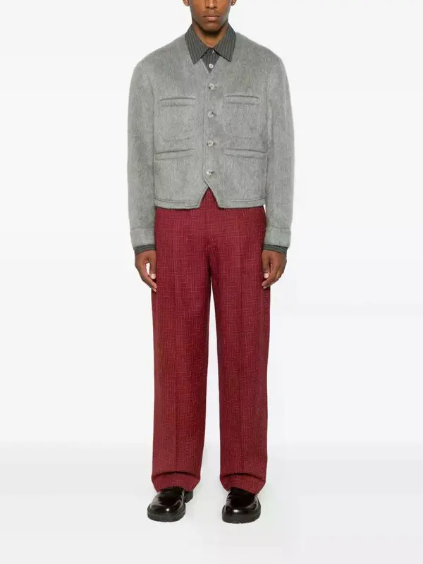 Kenzo Collarless Brushed Wool Jacket