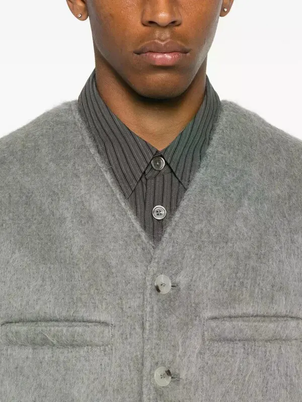 Kenzo Collarless Brushed Wool Jacket
