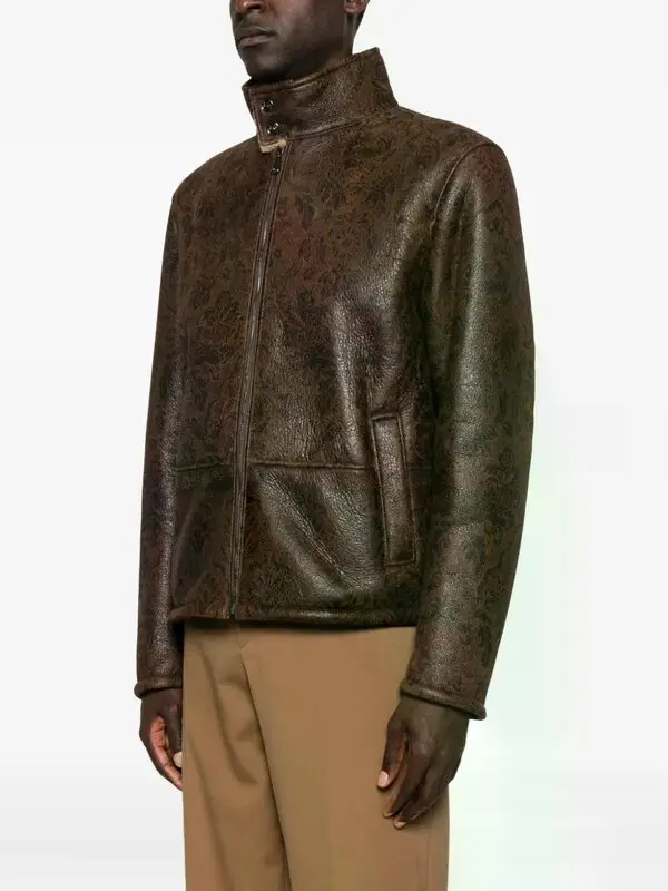 Etro Floral Patterned Leather Jacket