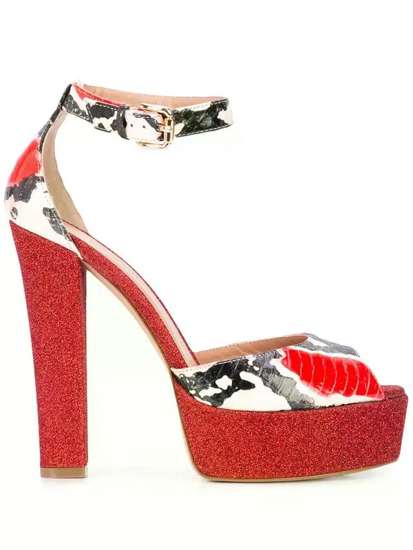MADISON MAISON Snakeskin-effect Platform Sandals - Red