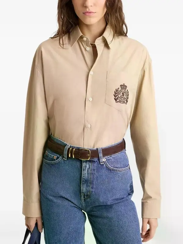 SPORTY & RICH H&w Crest Button-down Shirt - Neutrals