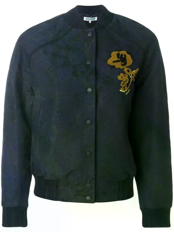 Kenzo Floral Brocade Bomber Jacket - Blue