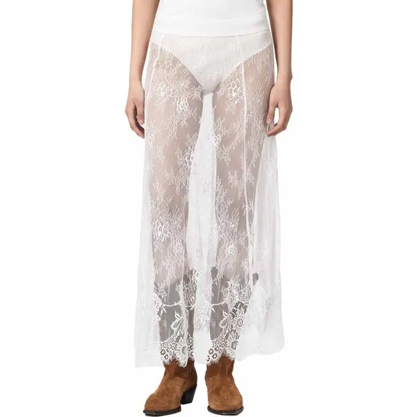 ALLSAINTS Arran Sheer Lace Maxi Skirt - Off White