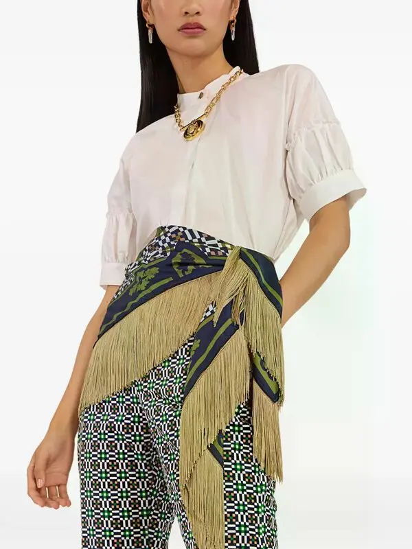 La DoubleJ Butterfly-print Fringed Scarf