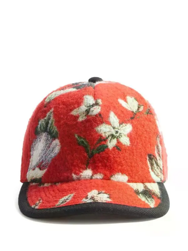 La DoubleJ Floral Baseball Cap - Red
