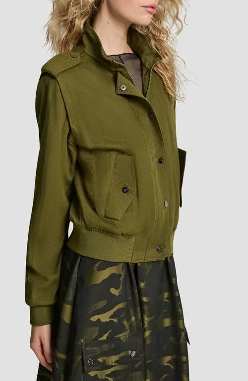 Dkny Twill Bomber Jacket - Dark Olive