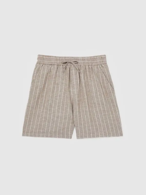 LES DEUX Linen-cotton Pinstripe Shorts - Ivory/neutral Stripe