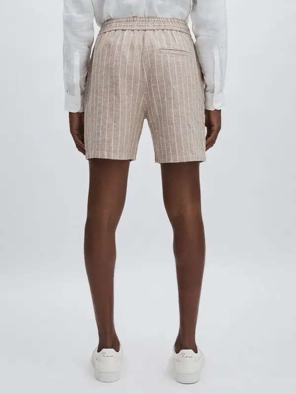LES DEUX Linen-cotton Pinstripe Shorts - Ivory/neutral Stripe