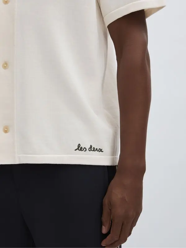 LES DEUX Floral-motif Knit Shirt