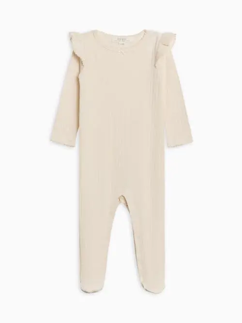 KENDI Addy Pointelle Footed Romper - Ivory