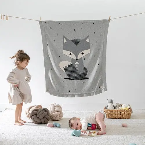 PINK LEMONADE Foxy Baby Blanket - Grey