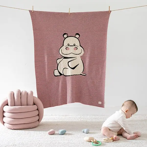 PINK LEMONADE Happy Hippo Baby Blanket - Pink