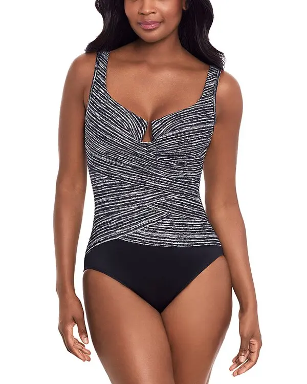 Miraclesuit Selenite Escape Layered One-piece Swimsuit - Black//white