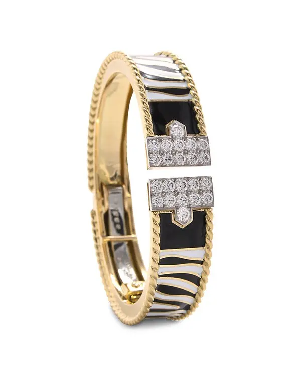 David Webb Diamond, 18k & Platinum Cuff Bracelet - Gold