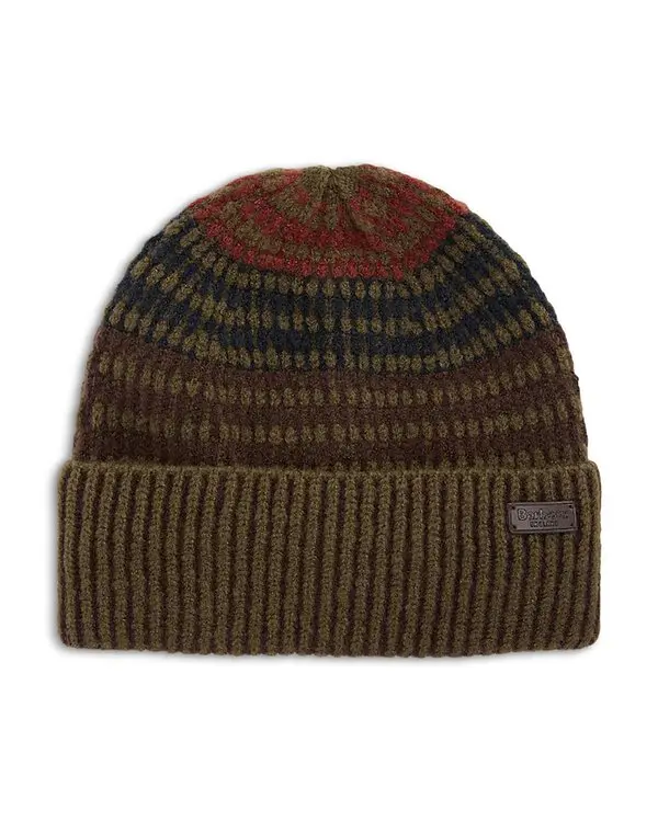 Barbour Harray Knit Beanie - Olive/fire