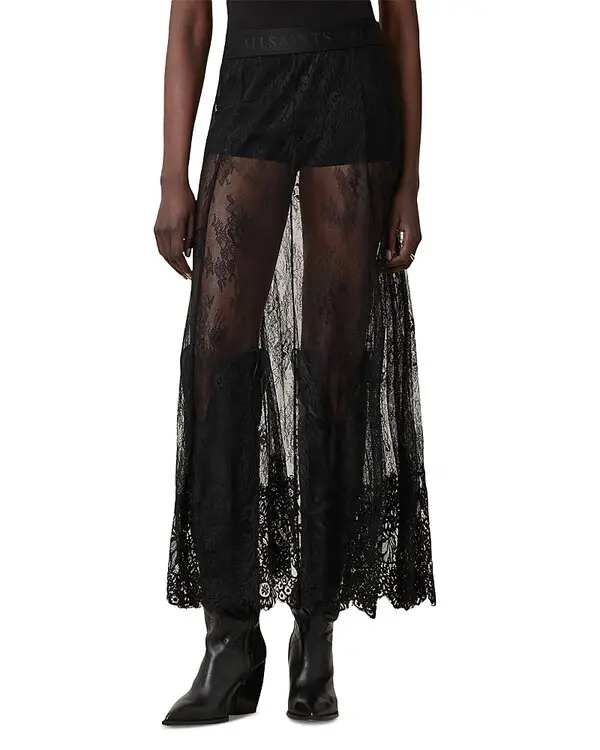 ALLSAINTS Arran Lace Maxi Skirt - Black