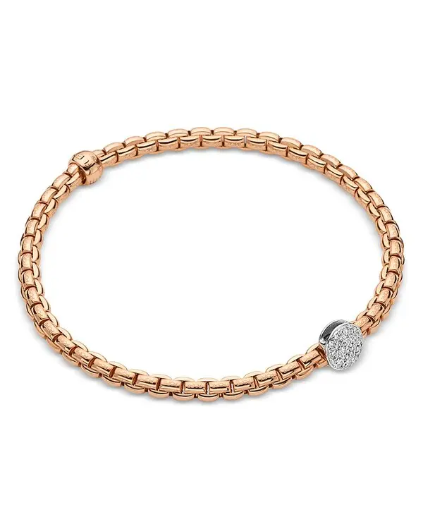 FOPE 18k Rose Gold Eka Diamond Bangle Bracelet - Pink
