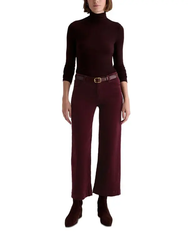Ag Saige Corduroy Crop Wide-leg Jeans - Winery