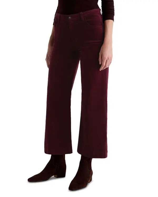 Ag Saige Corduroy Crop Wide-leg Jeans - Winery