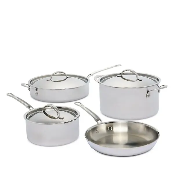 HESTAN Probond Luxe 7 Piece Polished Professional Clad Stainless Steel Cookware Set Exclusive - Silver