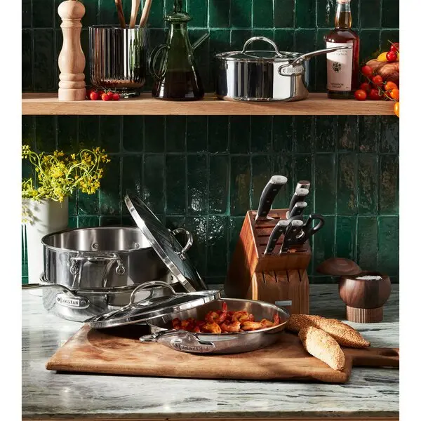 HESTAN Probond Luxe 7 Piece Polished Professional Clad Stainless Steel Cookware Set Exclusive