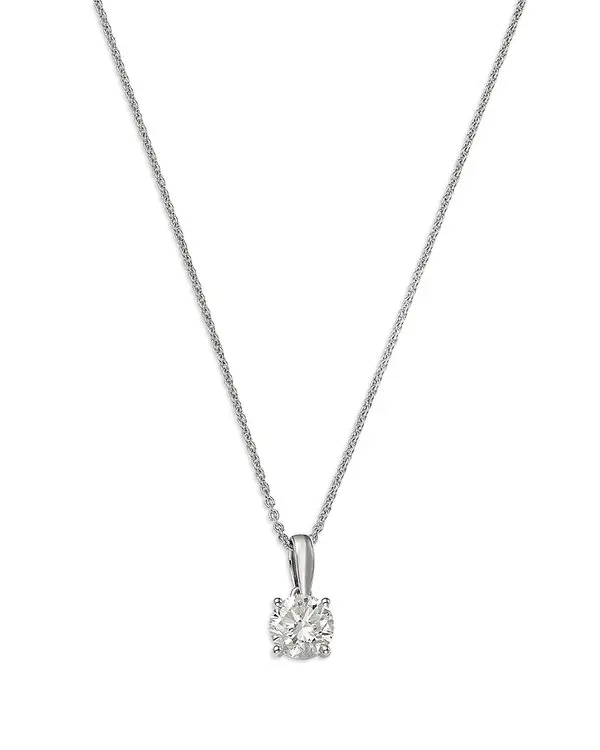 Bloomingdale'S 18k 1.0 Tcw Diamond Solitaire Pendant Necklace - White Gold