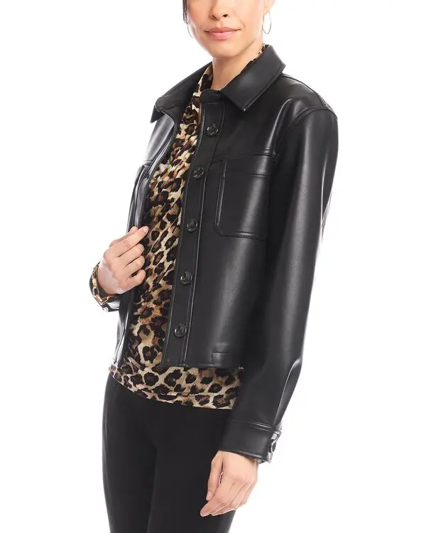 Karen Kane Faux Leather Cropped Jacket