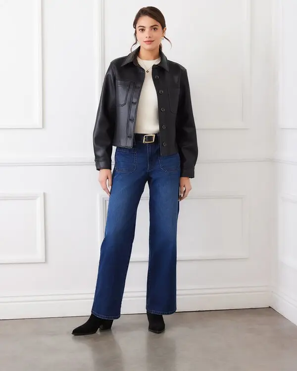 Karen Kane Faux Leather Cropped Jacket